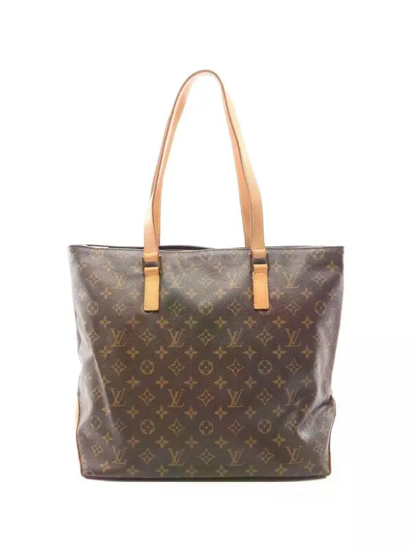 LOUIS VUITTON 2002 Monogram Canvas Cabas Mezzo Tote Bag - Brown