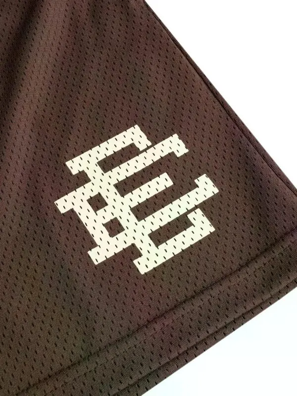 ERIC EMANUEL Logo Print Mesh Shorts - Brown