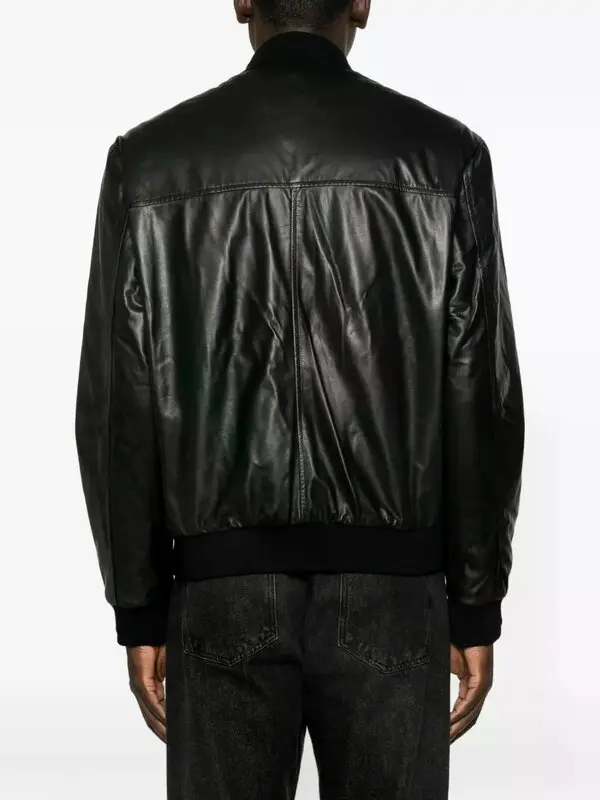 Canali Zip-up Leather Jacket