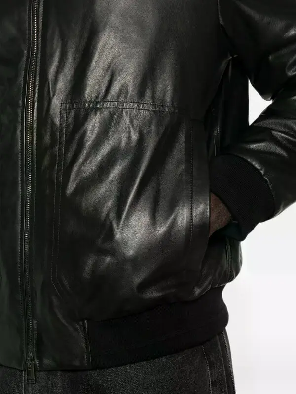 Canali Zip-up Leather Jacket