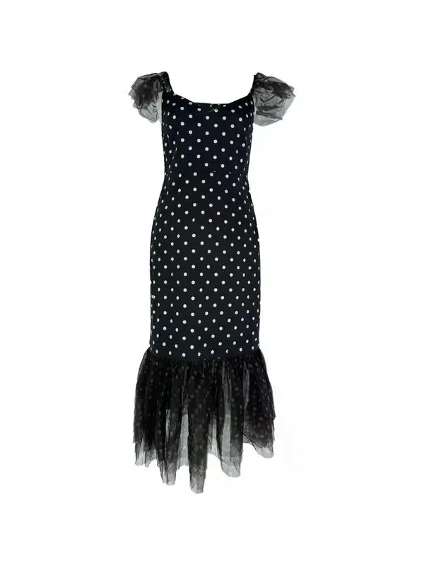Staud Polka Dot Tulle Trim Dress