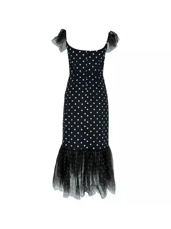 Staud Polka Dot Tulle Trim Dress