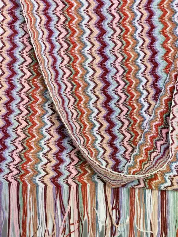 Missoni Zig-zag Pattern Fringed Scarf