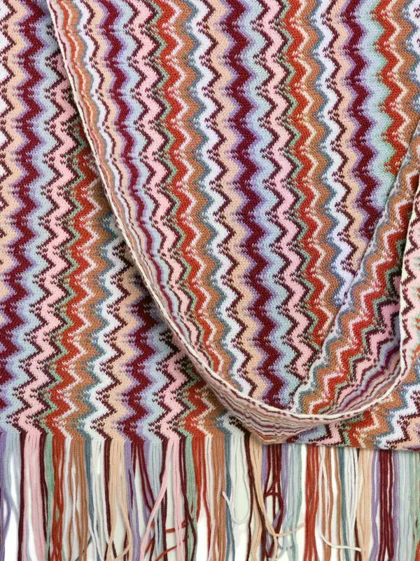 Missoni Zig-zag Pattern Fringed Scarf - Neutrals