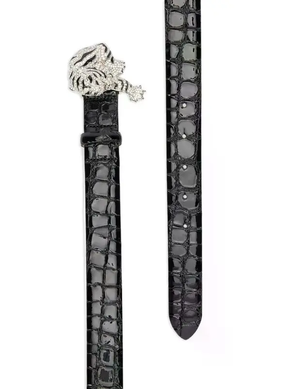 Roberto Cavalli Embellished Tiger Buckle Belt