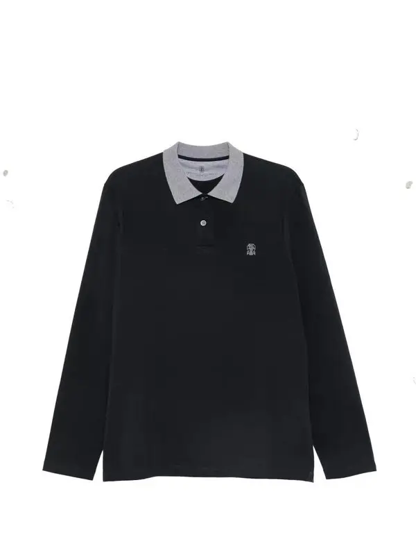 Brunello Cucinelli Long-sleeve Polo Shirt - Blue