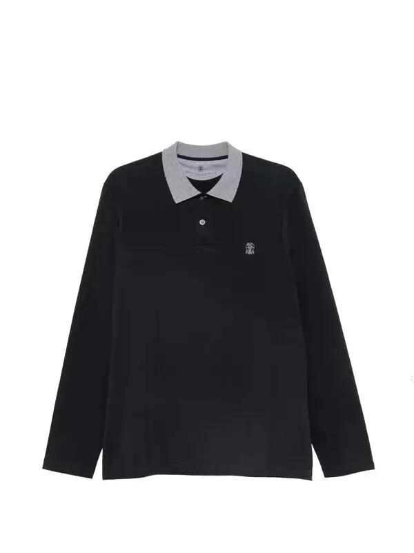 Brunello Cucinelli Long-sleeve Polo Shirt - Blue