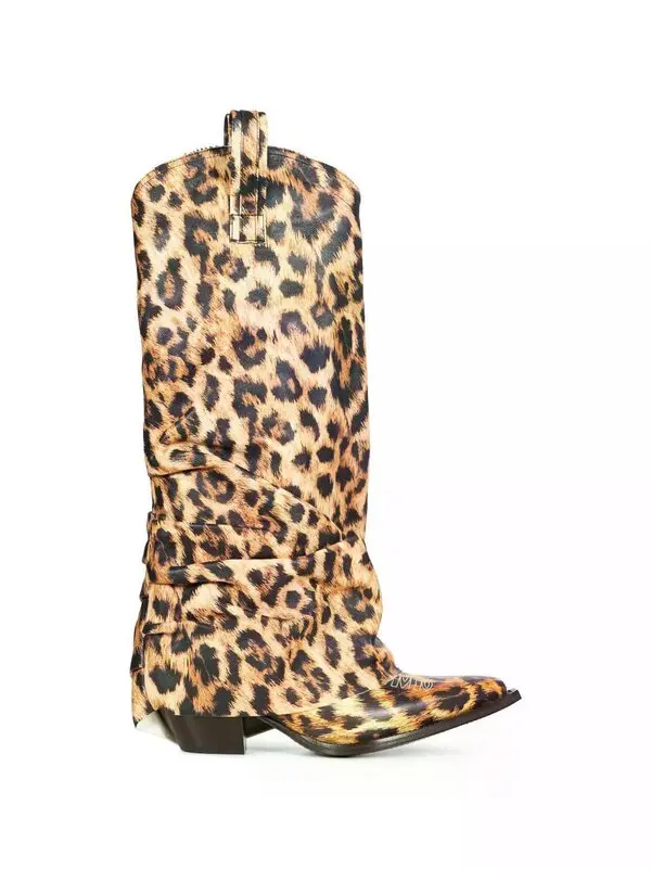 R13 Leopard Print Slouchy Boots - Neutrals