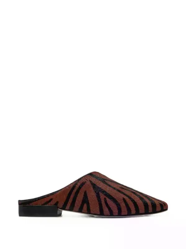 Bernardo Porto Zebra-print Mules - Brown