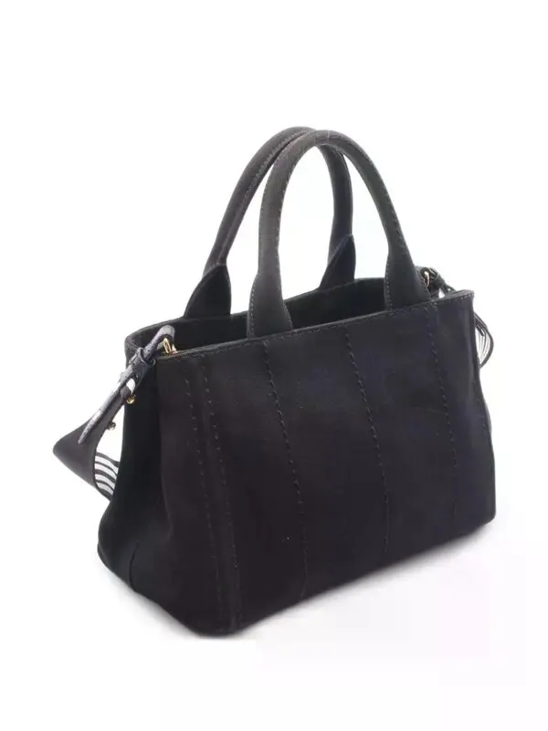 Prada 2000s Canapa Canvas Tote Bag - Black