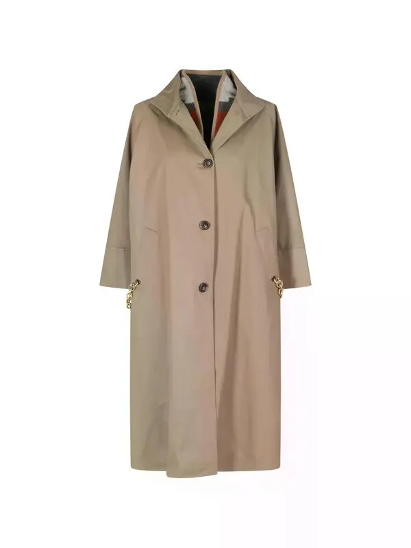 BAZAR DELUXE Button-front Trench Coat With Chain Detail