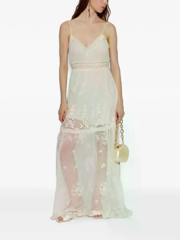 LoveShackFancy Lace-trim Embroidered Maxi Dress - Neutrals