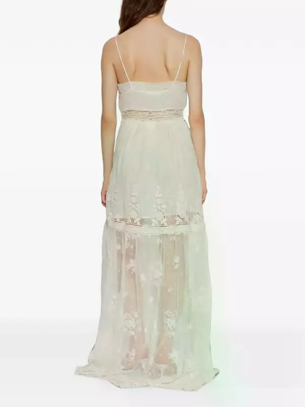 LoveShackFancy Lace-trim Embroidered Maxi Dress - Neutrals