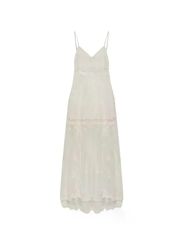 LoveShackFancy Lace-trim Embroidered Maxi Dress - Neutrals