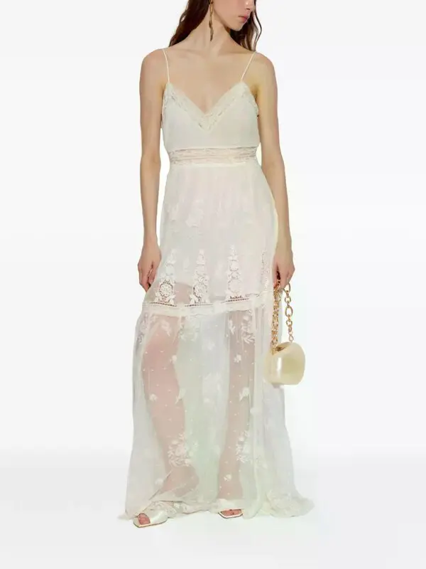 LoveShackFancy Lace-trim Embroidered Maxi Dress - Neutrals