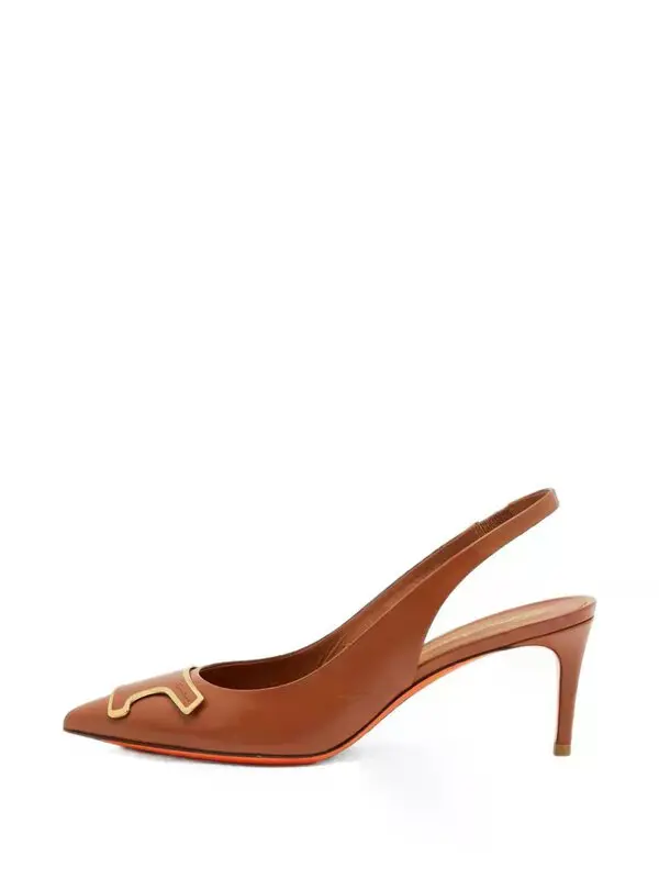 Santoni Pointed-toe Slingback Pumps - Brown