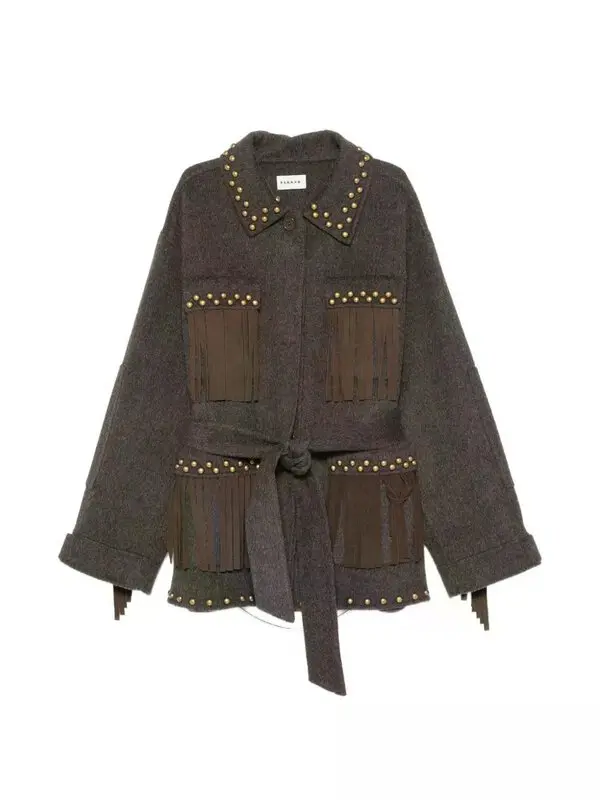 P.a.r.o.s.h Embellished Fringe-trim Wool Jacket - Brown