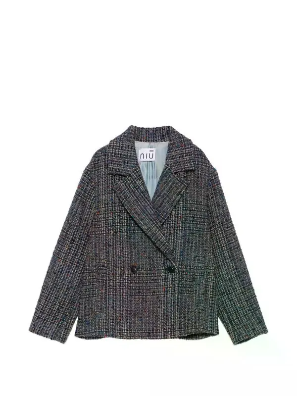 NIU Check-pattern Double-breasted Jacket