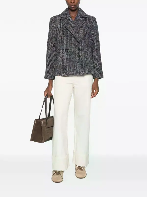 NIU Check-pattern Double-breasted Jacket