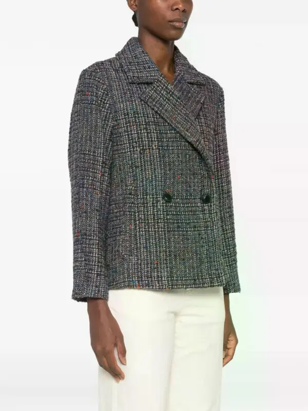 NIU Check-pattern Double-breasted Jacket