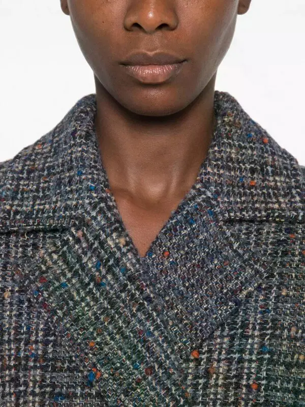 NIU Check-pattern Double-breasted Jacket