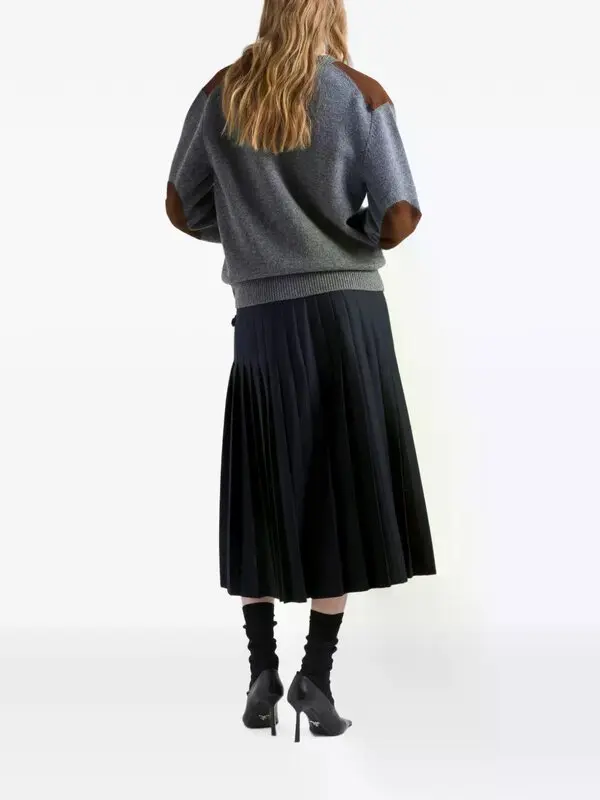 Prada Wool And Suede Cardigan With Logo Detail