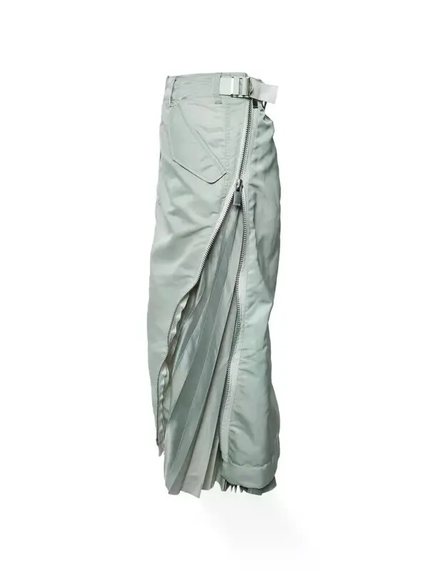 Sacai Pleated Midi Skirt With Zip Detailing