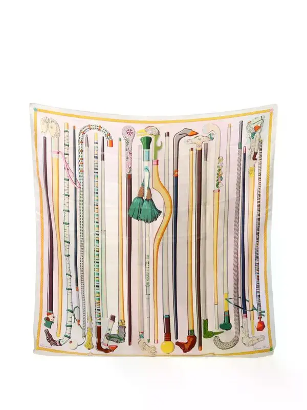Hermès 2010s Les Cannes Scarf - White