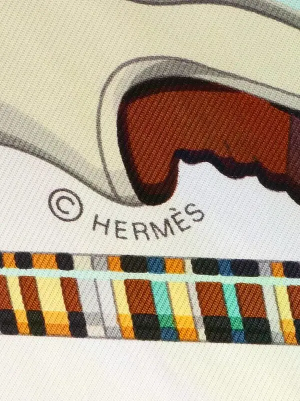 Hermès 2010s Les Cannes Scarf - White