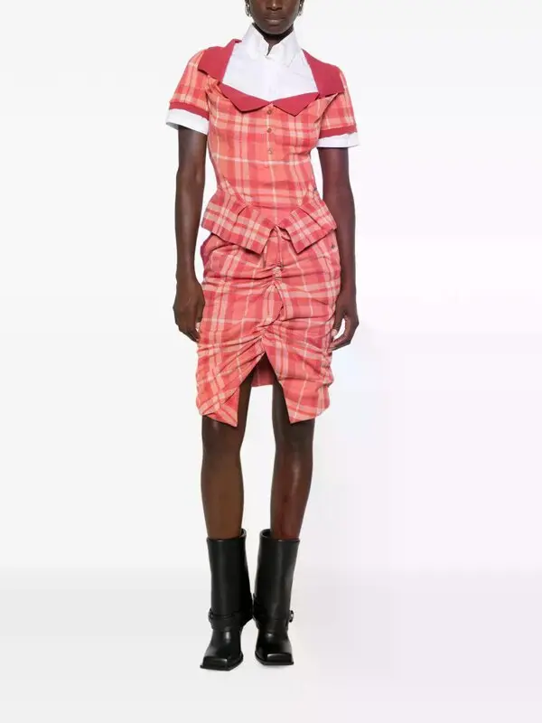 VIVIENNE WESTWOOD Tartan Print Peplum Polo Top