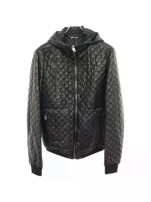 Dolce & Gabbana Quilted Leather Hooded Jacket - Black