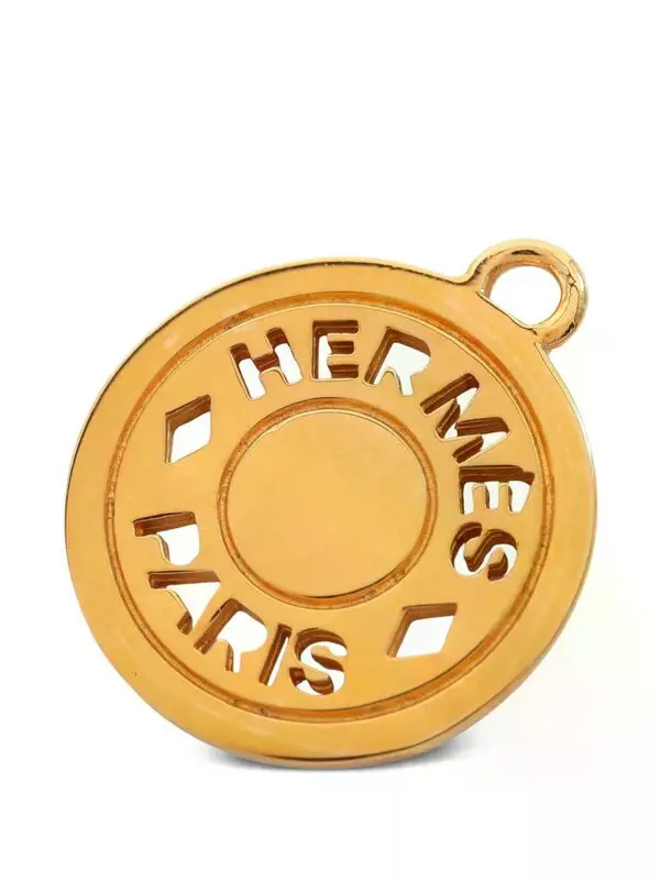 Hermès Tone Cut-out Logo Pendant - Gold