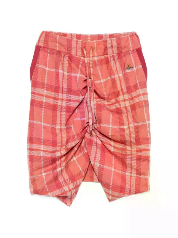 VIVIENNE WESTWOOD Check-pattern Ruched Midi Skirt - Red