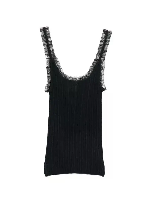 FORTE_FORTE Lace-trimmed Ribbed Tank