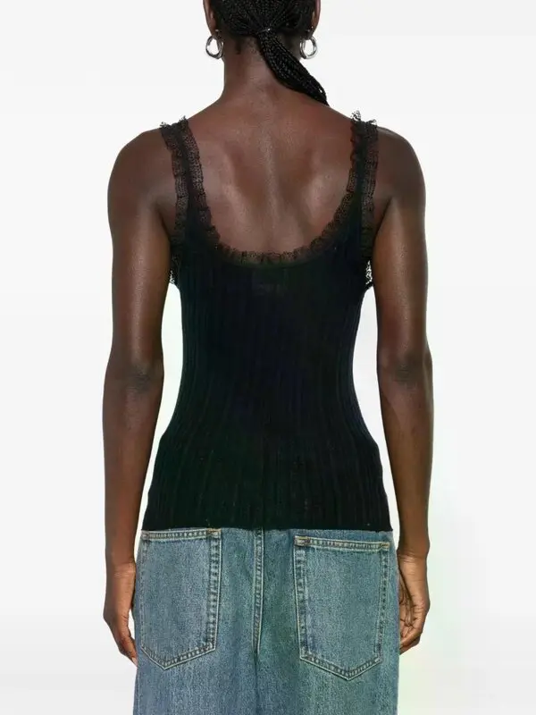 FORTE_FORTE Lace-trimmed Ribbed Tank