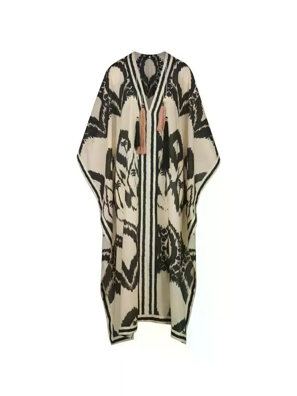 Johanna Ortiz The Wind Of Palms Midi Dress - Neutrals