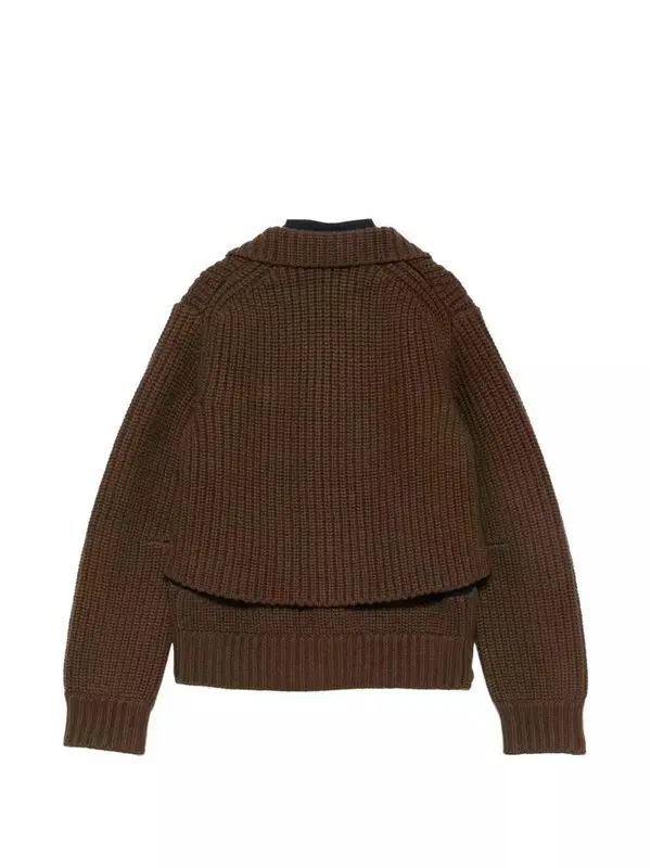 Sacai Double-breasted Layered Knit Coat