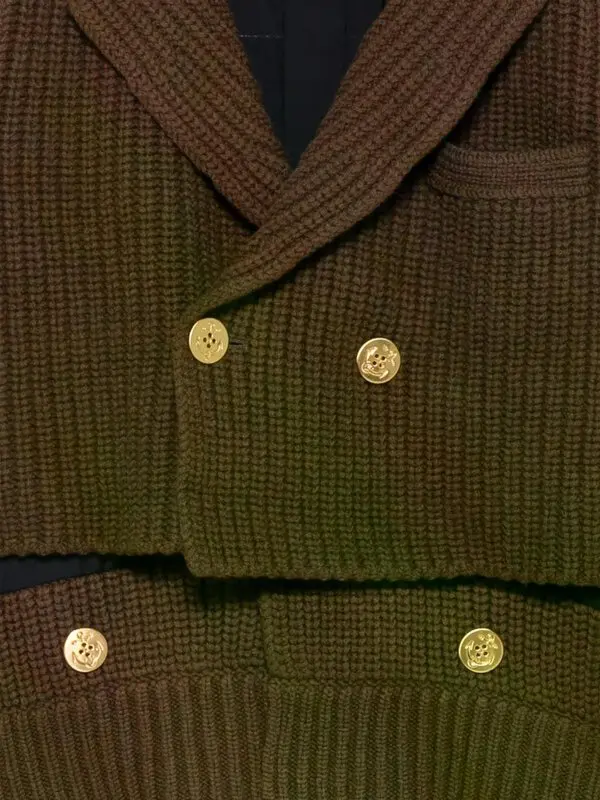 Sacai Double-breasted Layered Knit Coat