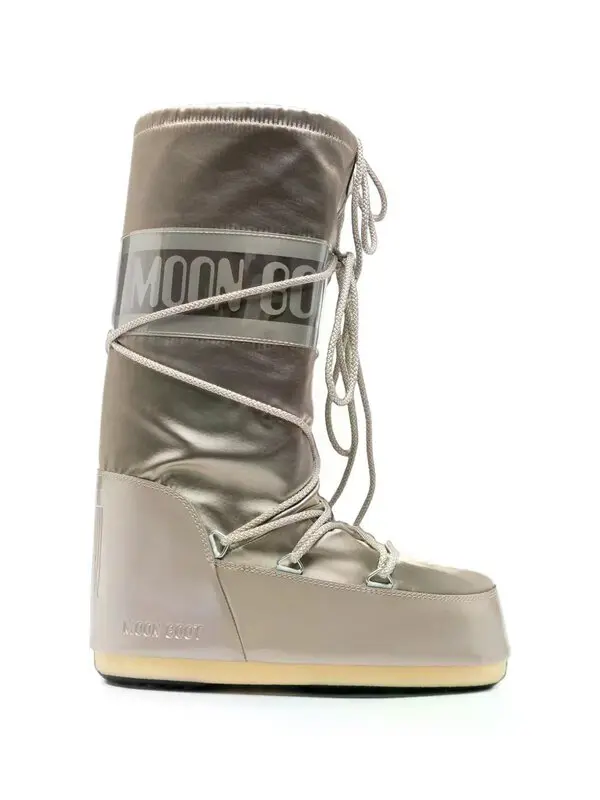 Moon Boot Icon Glance Satin Lace-up Boots - Neutrals