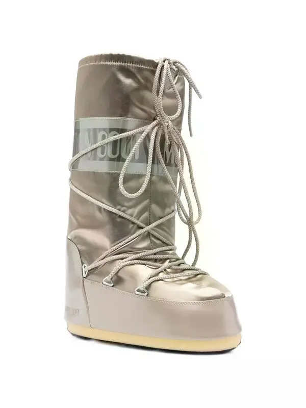 Moon Boot Icon Glance Satin Lace-up Boots - Neutrals