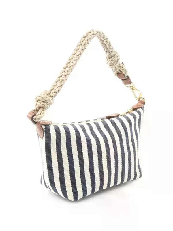 Miu Miu Striped Tote Bag With Braided Handle - Blue