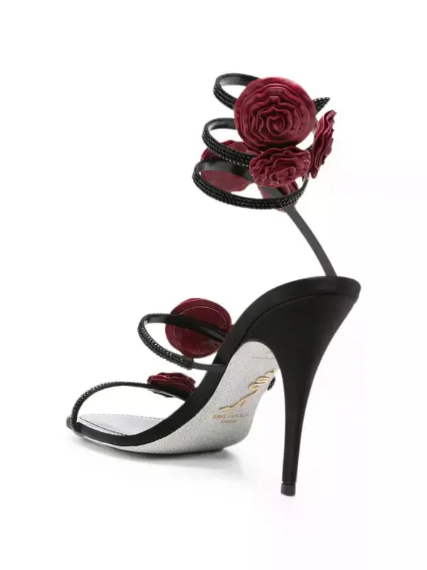 Rene Caovilla Floral Embellished Wrap-around Stiletto Sandals