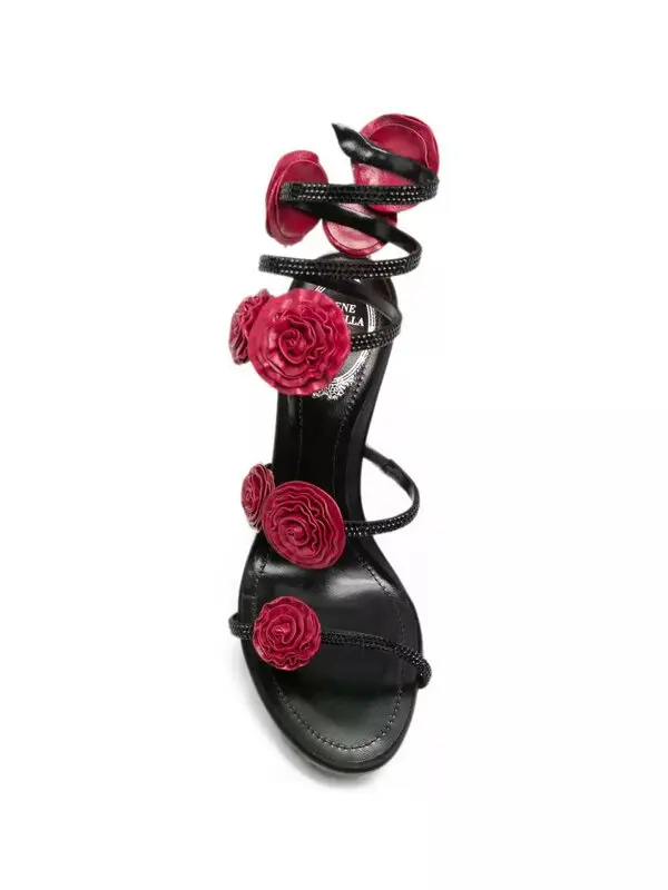Rene Caovilla Floral Embellished Wrap-around Stiletto Sandals