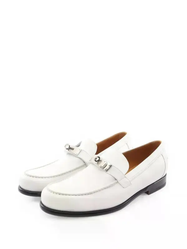 Hermès Leather Kelly Buckle Loafers - White