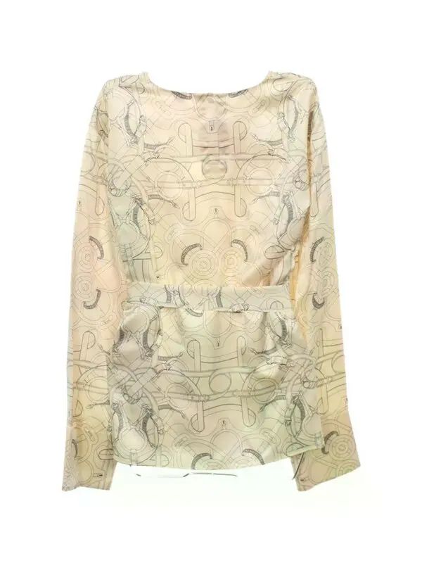Hermès Silk Eperon D'or Print Belted Blouse
