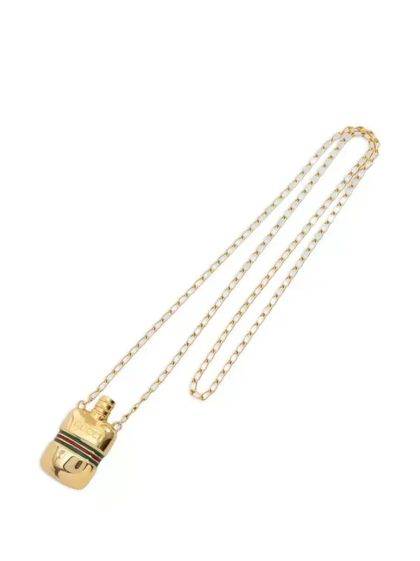 Gucci Tone Perfume Bottle Pendant Necklace - Gold