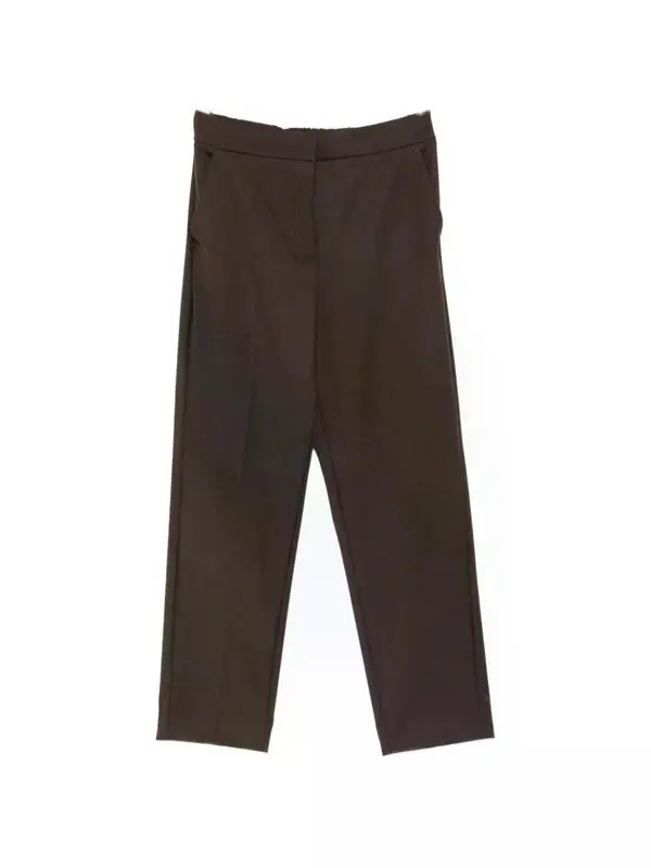I BLUES Cropped Diagonal-weave Trousers