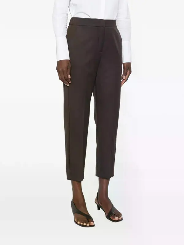 I BLUES Cropped Diagonal-weave Trousers