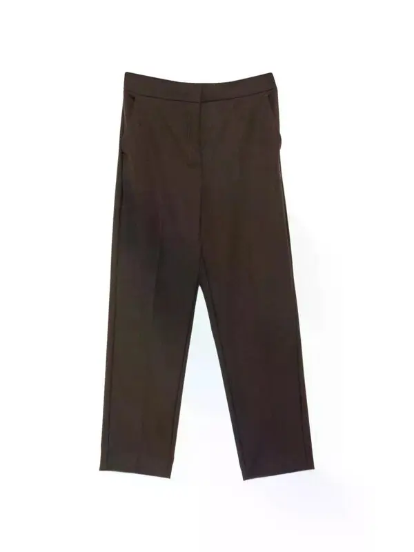 I BLUES Cropped Diagonal-weave Trousers - Brown