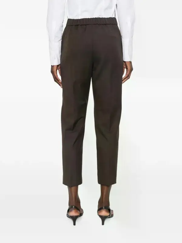 I BLUES Cropped Diagonal-weave Trousers